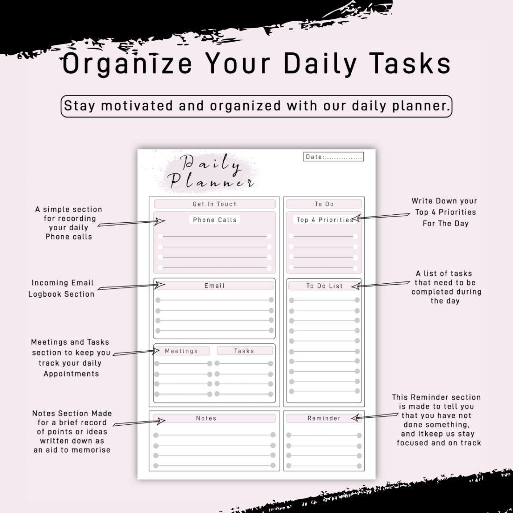 Efficient Daily Printable Planner For Keeping Track Of Your Plans And ...