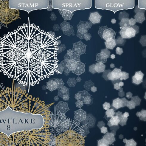Snowflake Photoshop Brush Set | MasterBundles