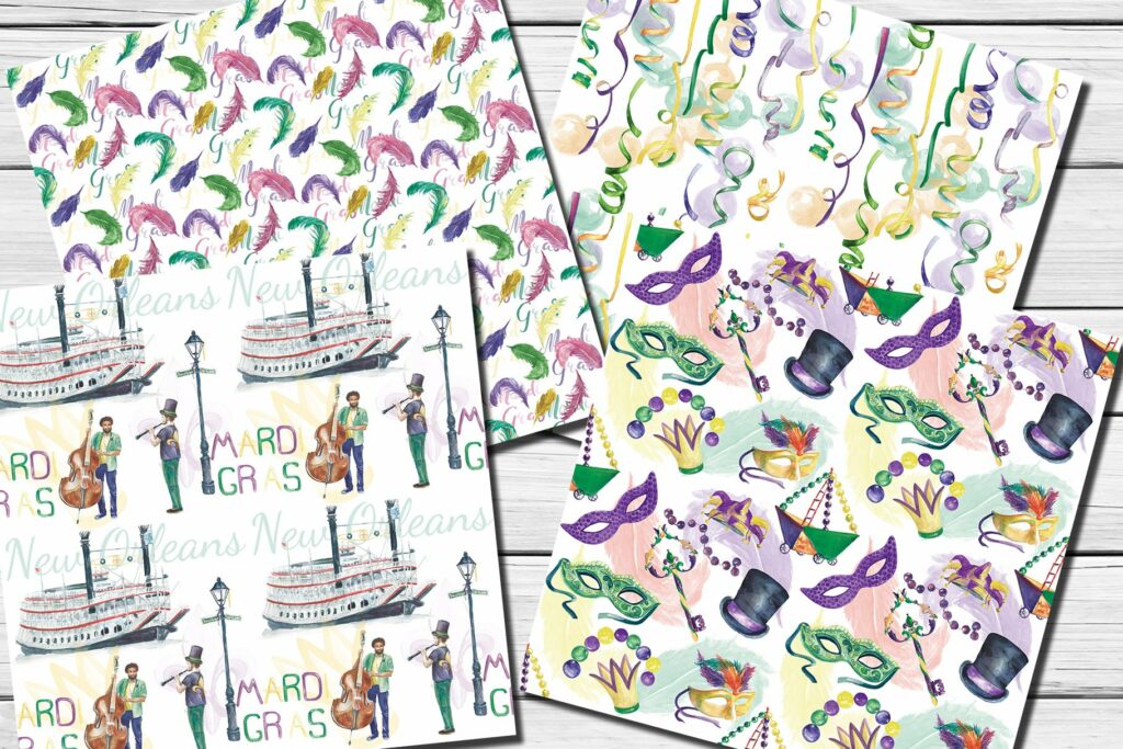 Mardi Gras New Orleans Patterns – MasterBundles