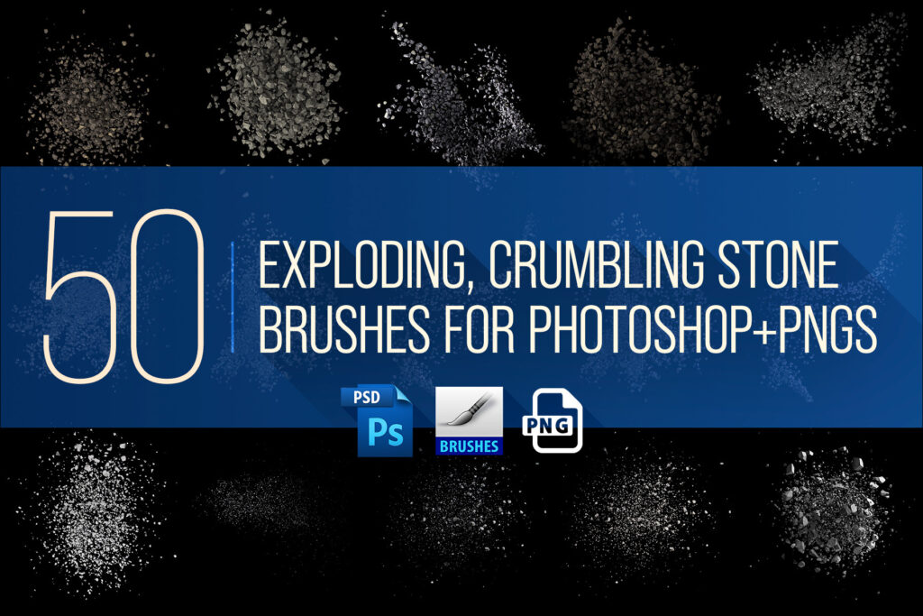 50 Exploding Stone Brushes for PS - MasterBundles