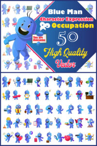 50 Blue Man Character Expression and Occupation Illustration ...