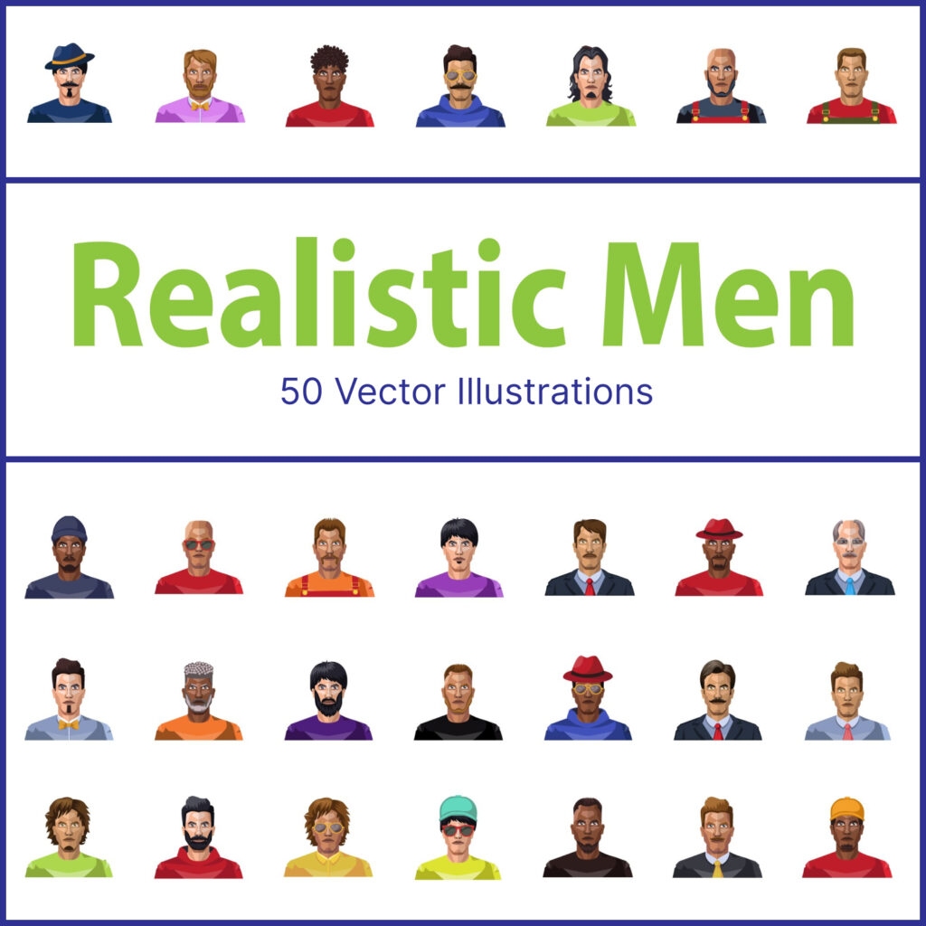 50 Realistic Men Vector Illustrations – MasterBundles