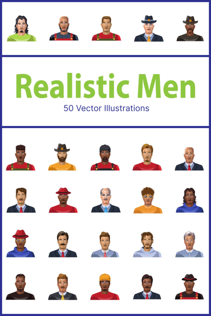 50 Realistic Men Vector Illustrations – MasterBundles