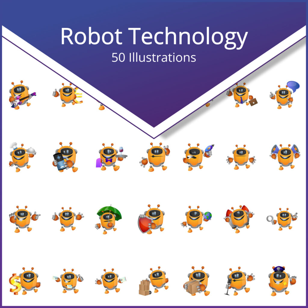 50X - Robot Technology Illustrations – MasterBundles