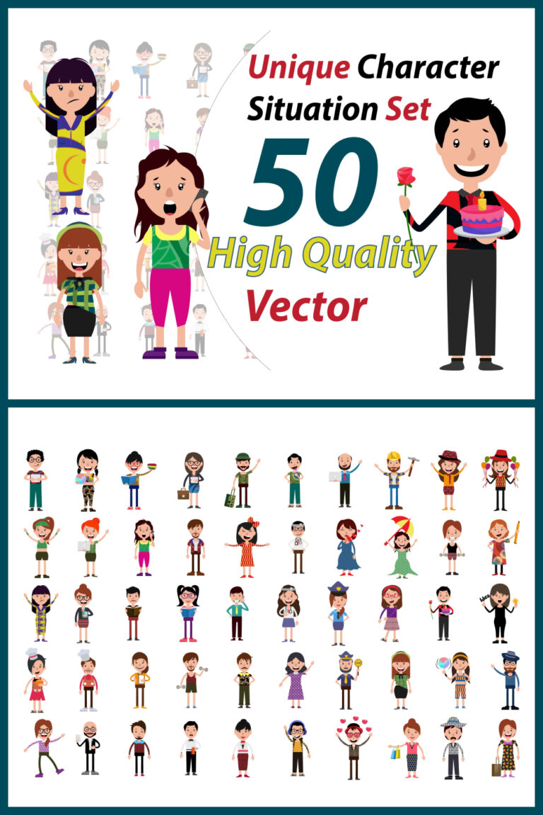 50 - Unique Character Situation Illustrations – MasterBundles