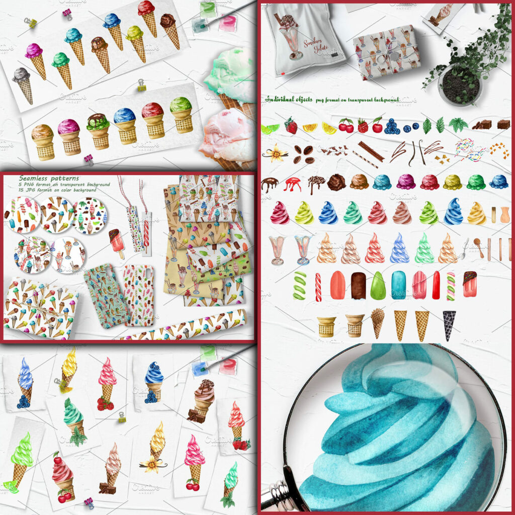 Ice Cream Watercolor Clipart – MasterBundles
