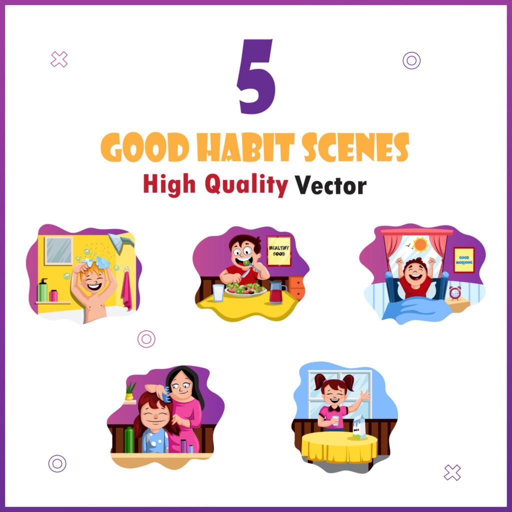 5 Good Habit Scenes Illustrations – MasterBundles