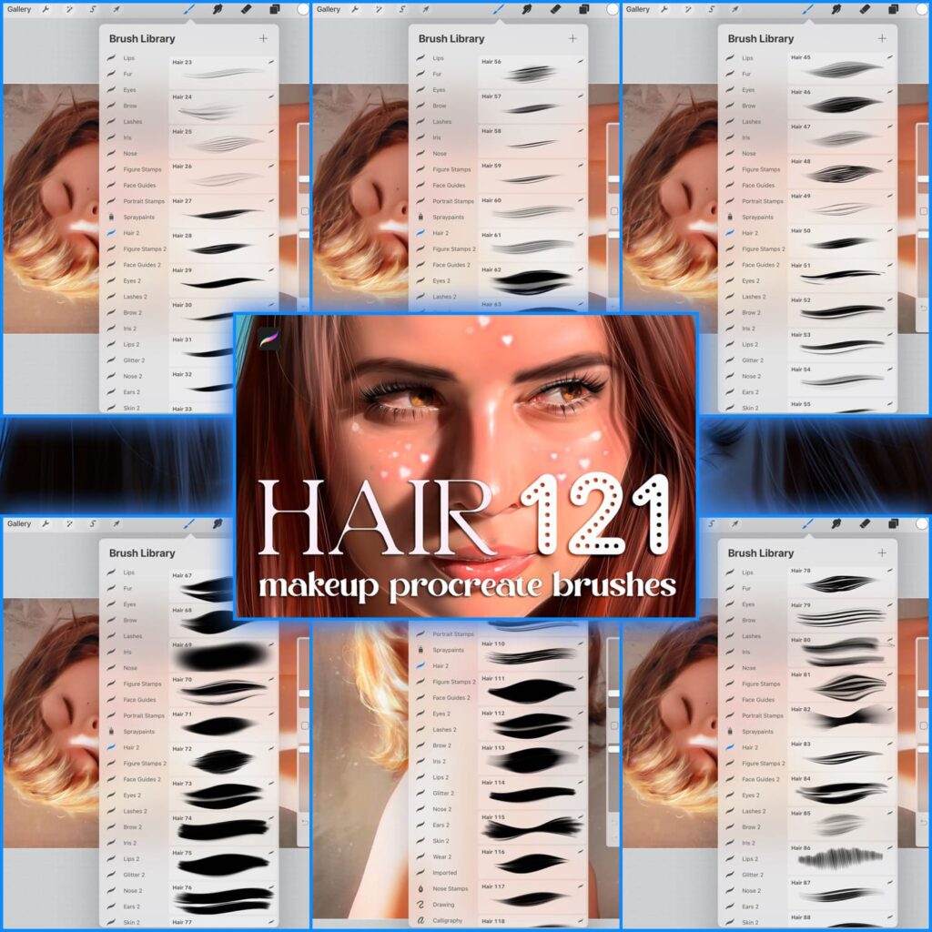 121 Hairs Brushes Procreate Brushes – MasterBundles