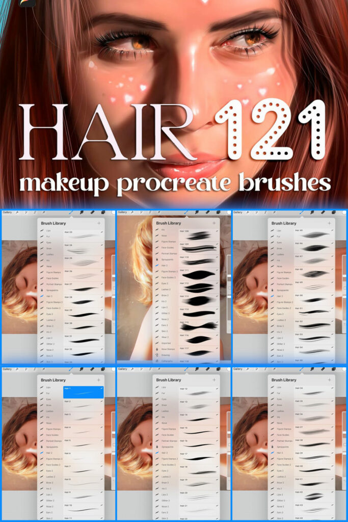 121 Hairs Brushes Procreate Brushes – MasterBundles