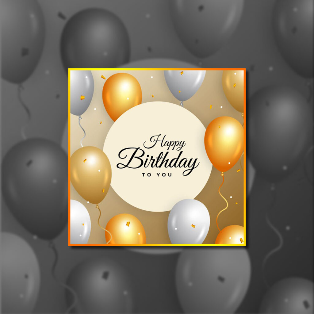 Birthday Card with Realistic Balloon – MasterBundles