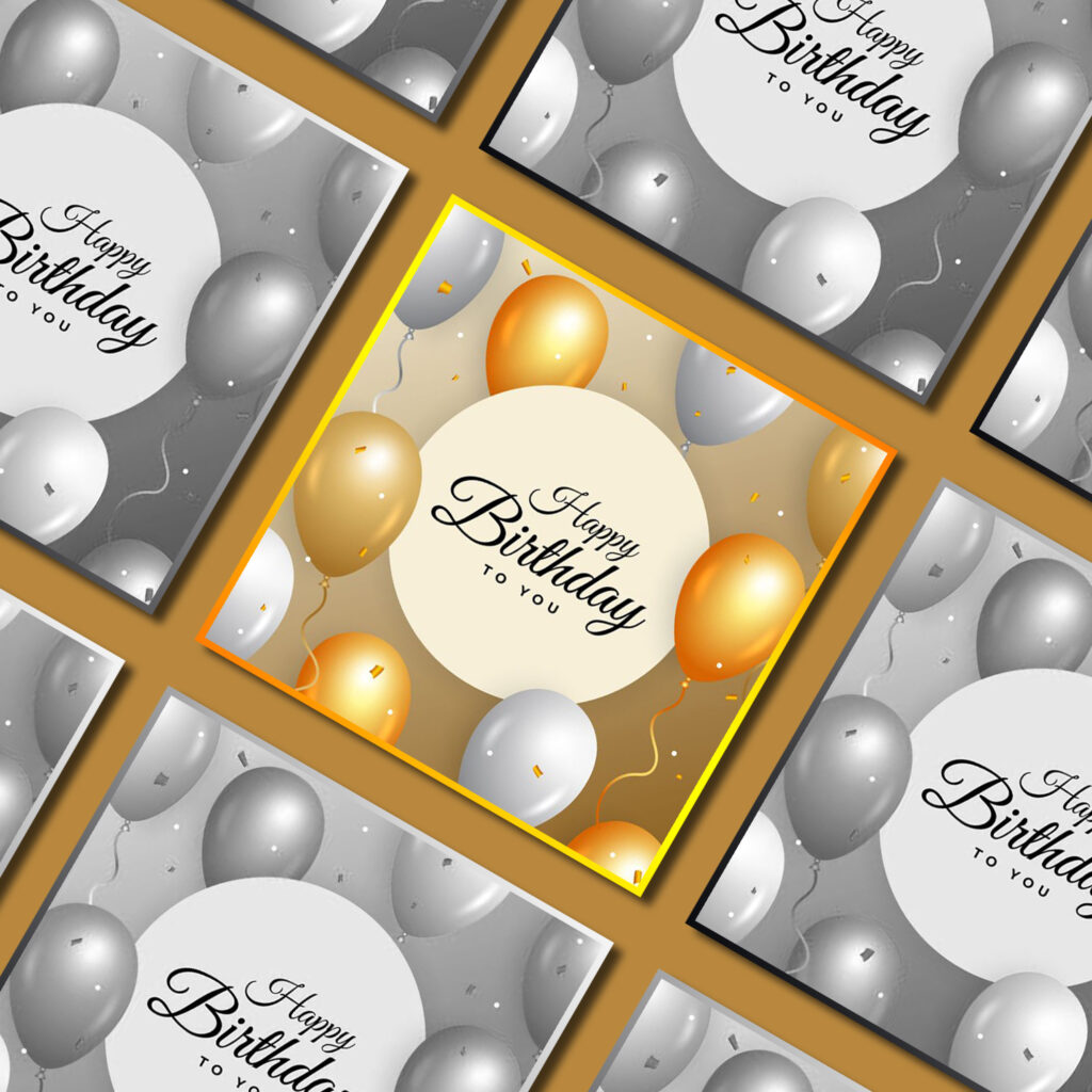 Birthday Card with Realistic Balloon – MasterBundles