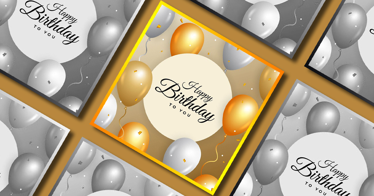 Birthday Card with Realistic Balloon – MasterBundles