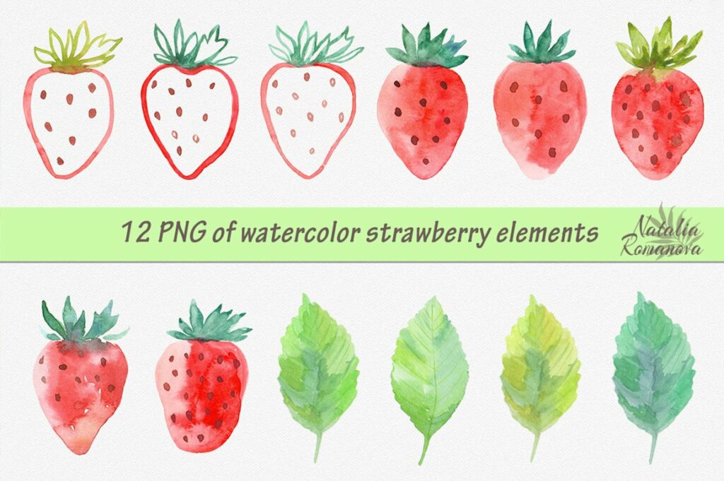 Strawberry Watercolor Design – MasterBundles