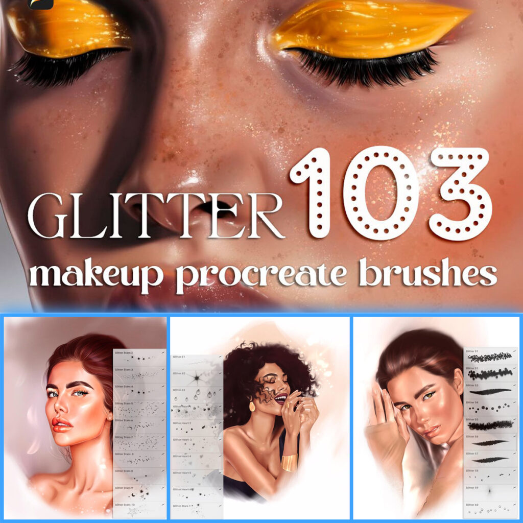 103 Glitter brushes Procreate Stamps – MasterBundles