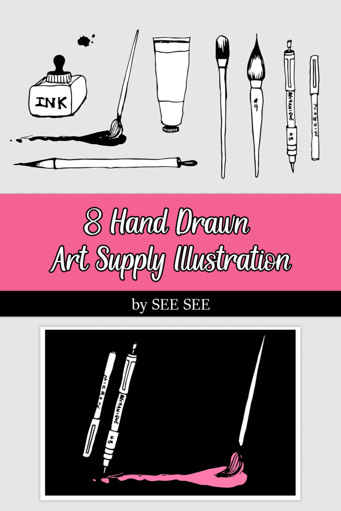 8 Hand Drawn Art Supply Illustration – MasterBundles