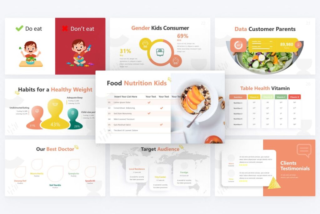 Kiddily Healthy Food PowerPoint Template – MasterBundles