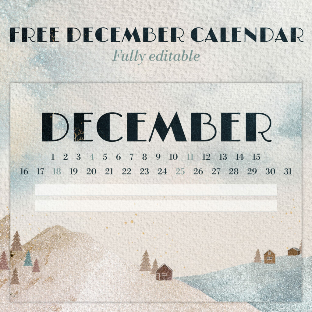 Free Rustic December Calendar – MasterBundles