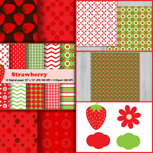 Strawberry Digital Paper, Fruits Background – MasterBundles
