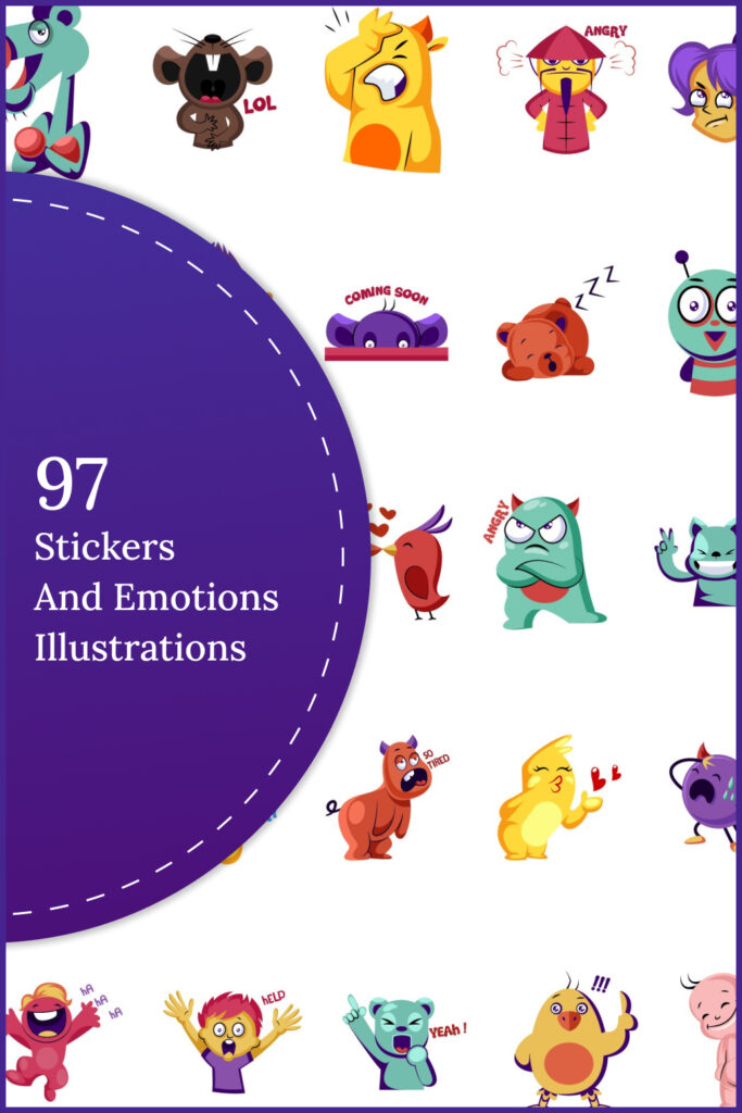 97 Stickers and Emotions Illustrations – MasterBundles