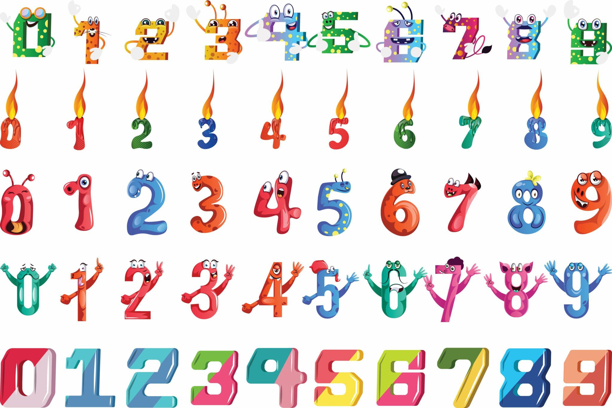 50 X 5 Different Numbers Expression Illustrations – MasterBundles