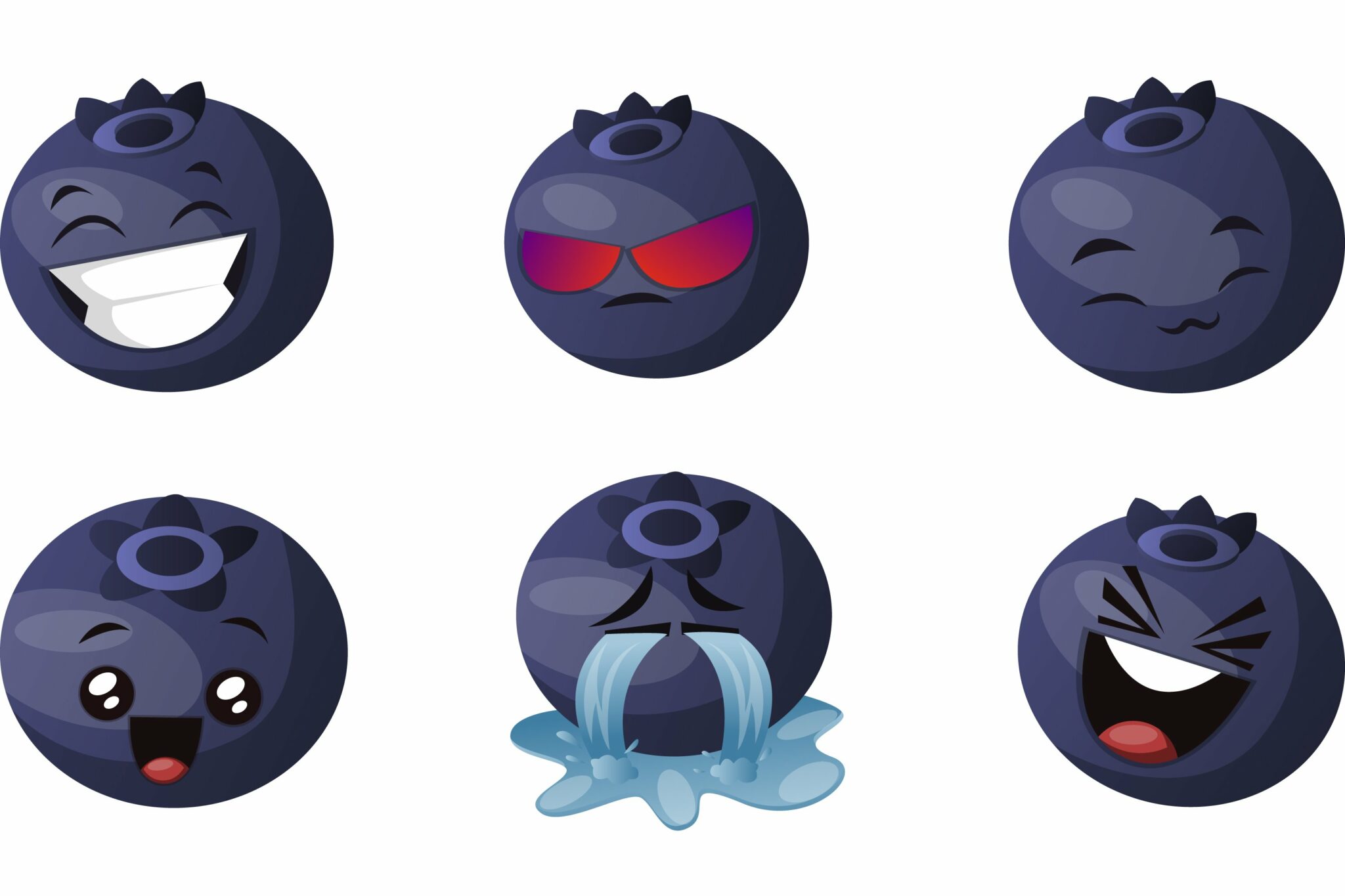 6 Blueberry Character Expressions Illustration – MasterBundles