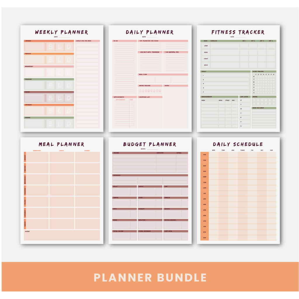 Multipurpose Planners Set Design Easily Editable - MasterBundles