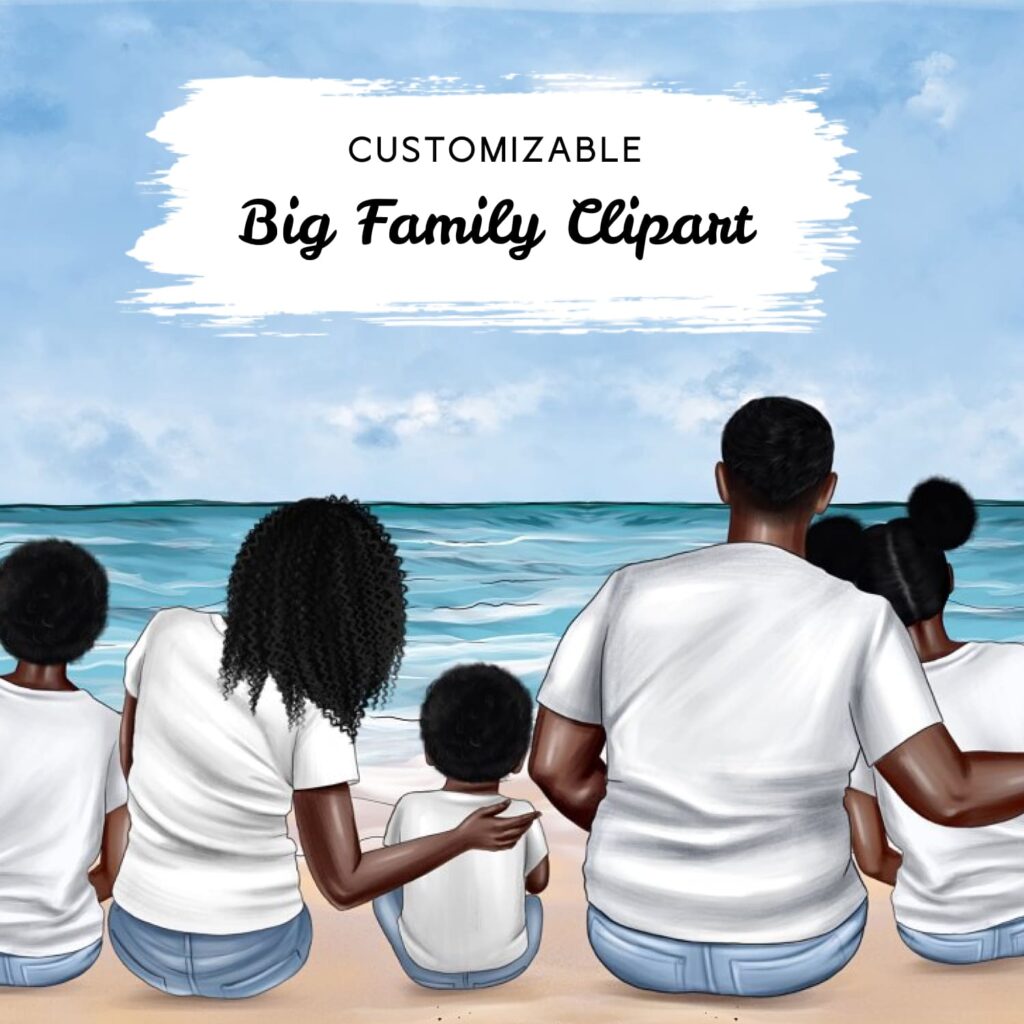 Big Family Clipart, Sitting Family – MasterBundles