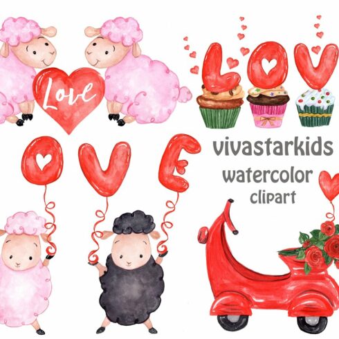Valentine's Day Cute Sheep Clipart | MasterBundles