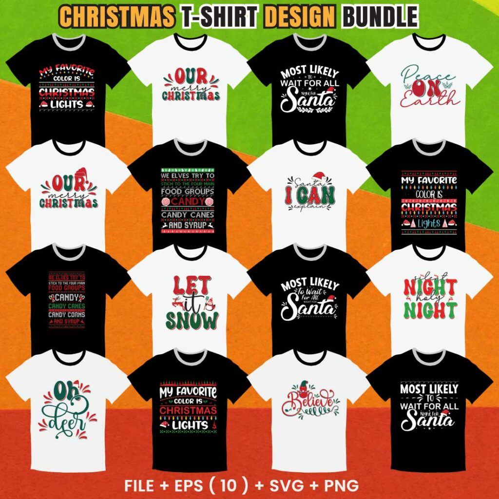 24 Merry Christmas T-Shirt Designs Bundle - MasterBundles