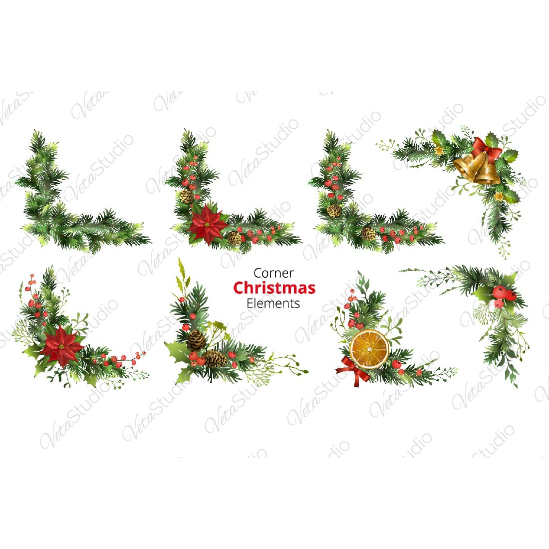 Corner Christmas Elements Set Design - MasterBundles