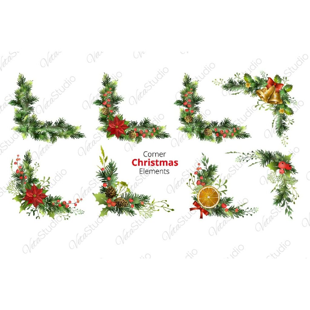 Corner Christmas Elements Set Design - MasterBundles