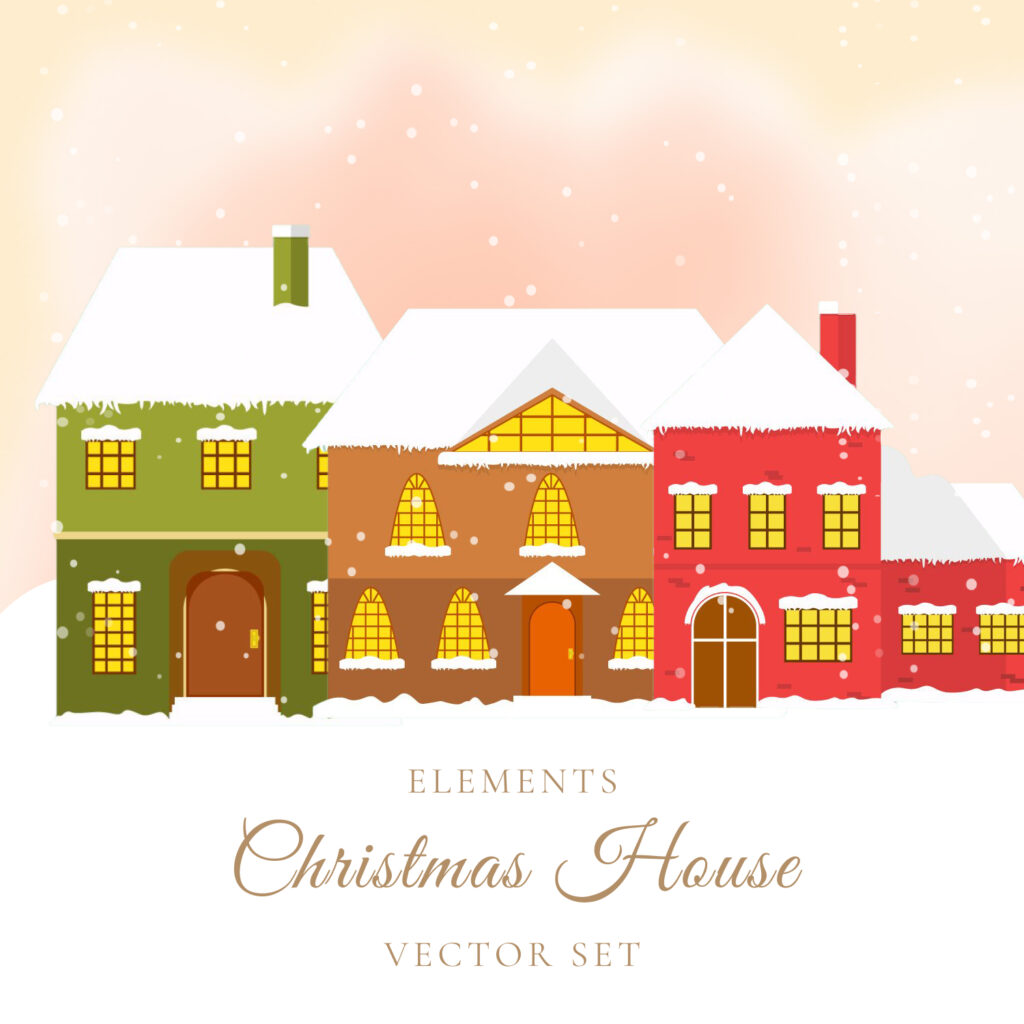 Christmas House Set Vector Elements – MasterBundles