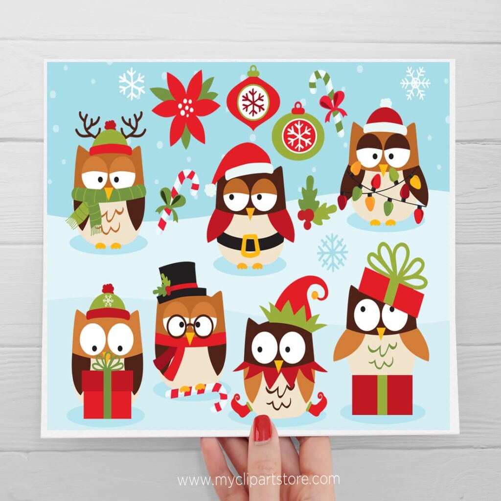 Christmas Owls Clipart, SVG – MasterBundles