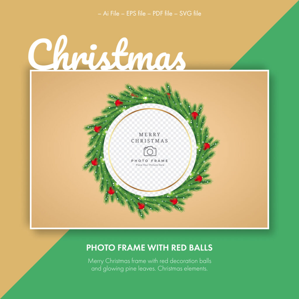 Christmas Photo Frame with Red Balls – MasterBundles