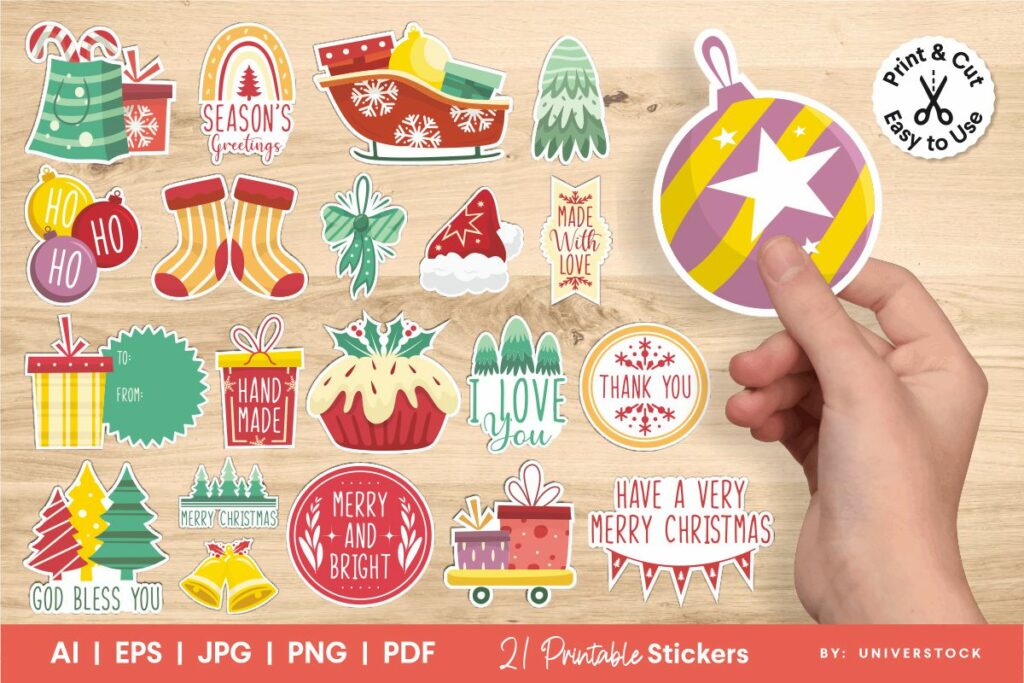 Christmas Stickers For Gift And Packaging - MasterBundles