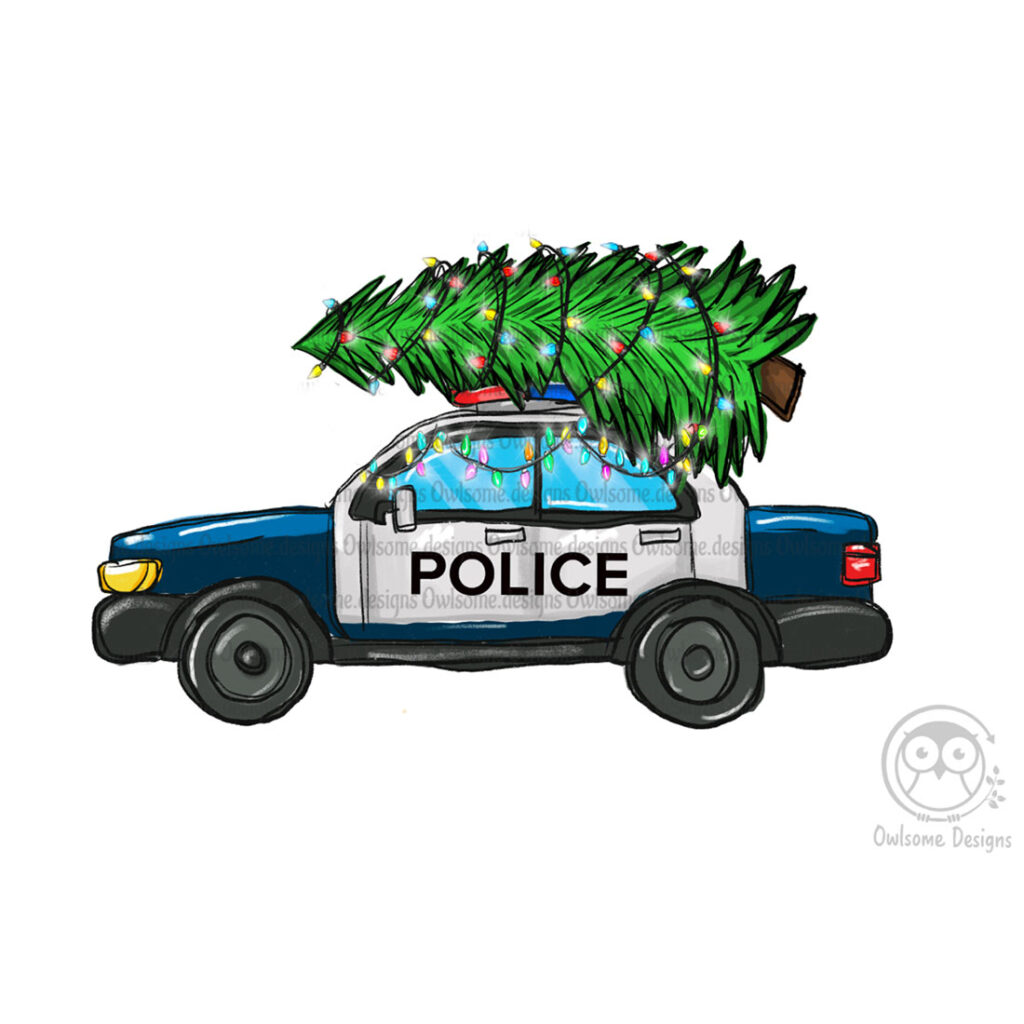 Christmas Tree On Police Car PNG - MasterBundles