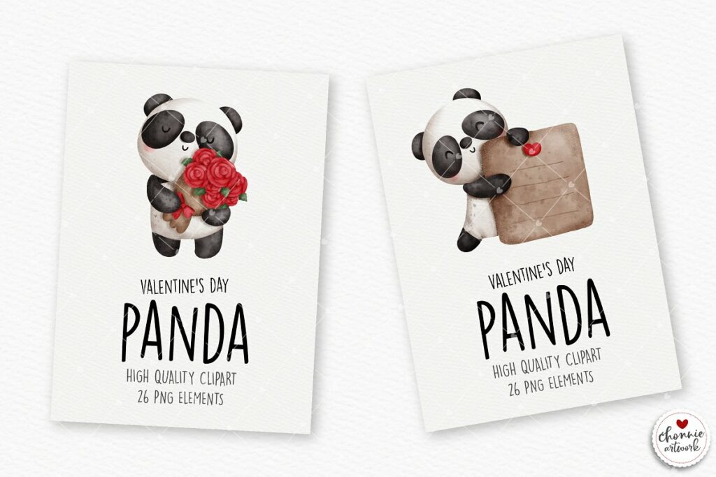 Valentine's Panda Clipart – MasterBundles