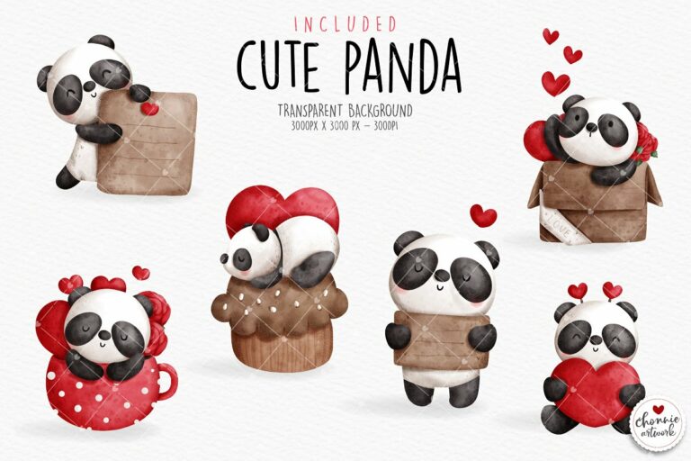 Valentine's Panda Clipart – MasterBundles