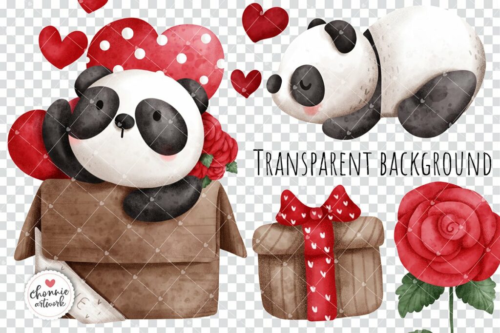 Valentine's Panda Clipart – MasterBundles