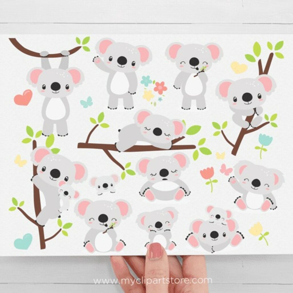 Cute Koala Bears Vector Clipart – MasterBundles