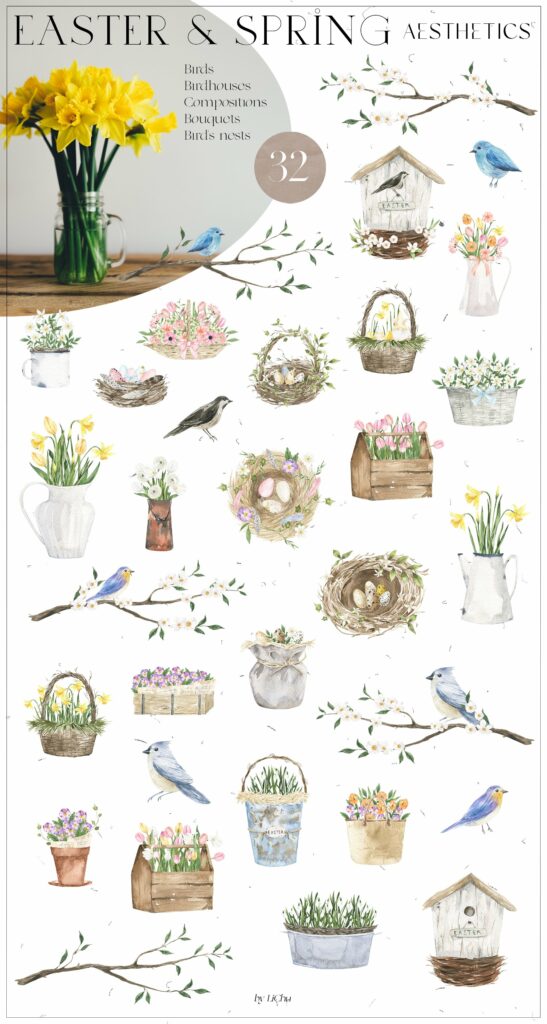 Easter and Spring Aesthetics Clipart – MasterBundles