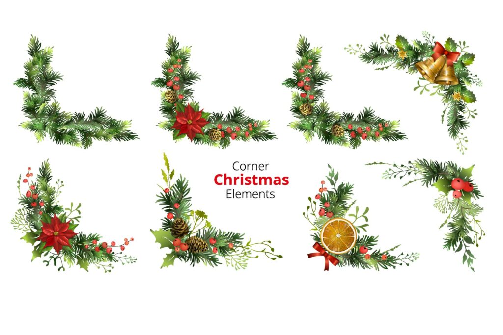 Corner Christmas Elements Set Design - MasterBundles