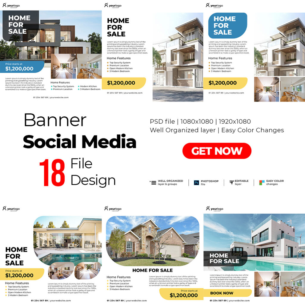 Banner Home For Sale Design Social Media - MasterBundles