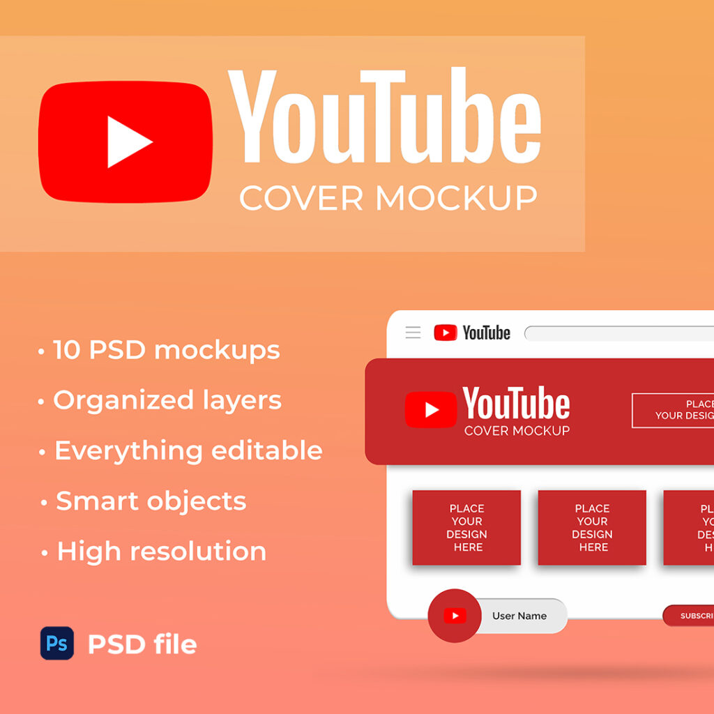 YouTube Covers Mockup Set - MasterBundles