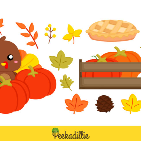 Thanksgiving Cute Holiday Turkey Illustrations Vector Clipart ...
