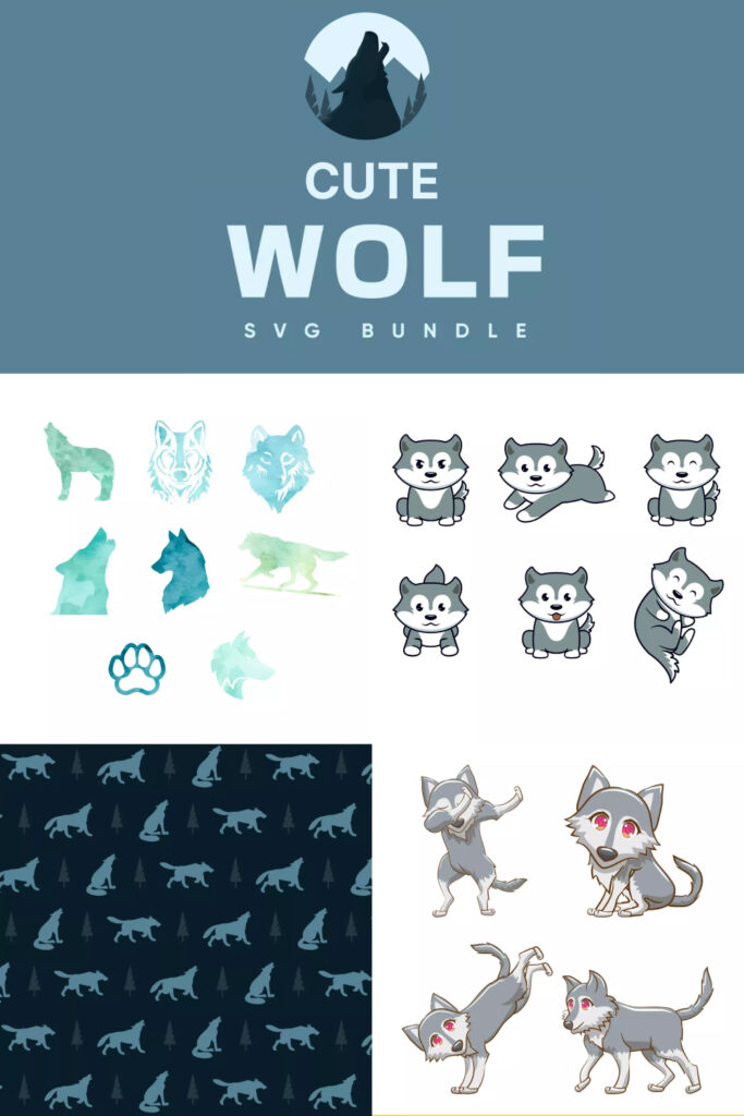 Cute Wolf SVG Bundle – MasterBundles