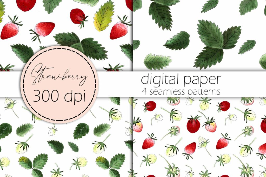 Strawberry Digital Paper. Seamless Pattern – MasterBundles