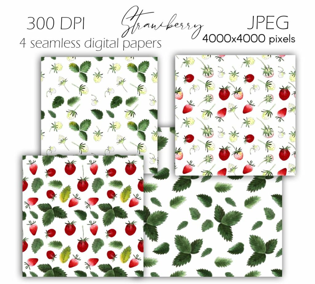 Strawberry Digital Paper. Seamless Pattern – MasterBundles