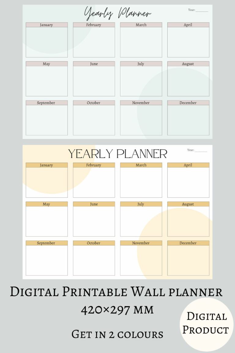 Digital Printable Wall Planner - MasterBundles