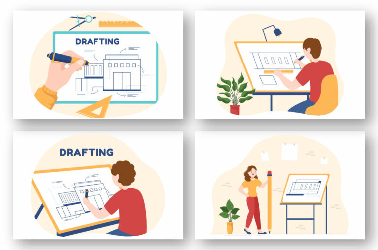 10 Drafting Working Illustration - MasterBundles